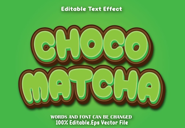 Premium Vector Choco Matcha Editable Text Effect Cartoon Style