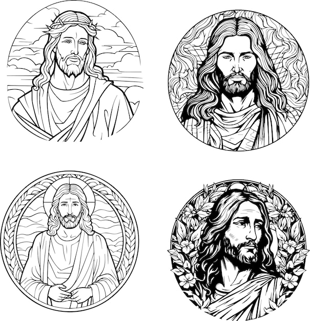 Christian God Jesus Vector Black And White Coloring Page | Premium AI ... Christian God Jesus Vector Black And White Coloring Page | Premium AI ...