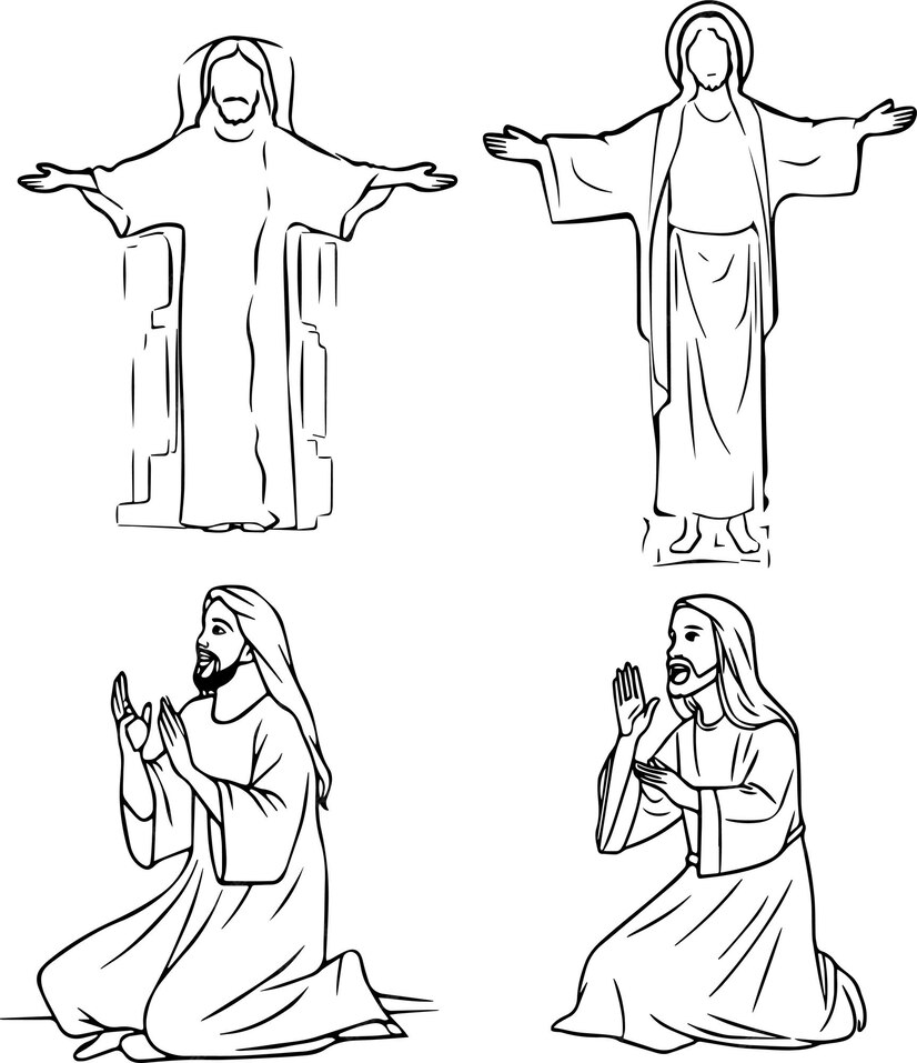 Christian God Jesus Vector Black And White Coloring Page | Premium AI ... Christian God Jesus Vector Black And White Coloring Page | Premium AI ...