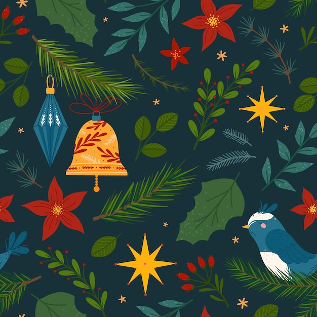 Premium Vector Christmas And Happy New Year Seamless Pattern