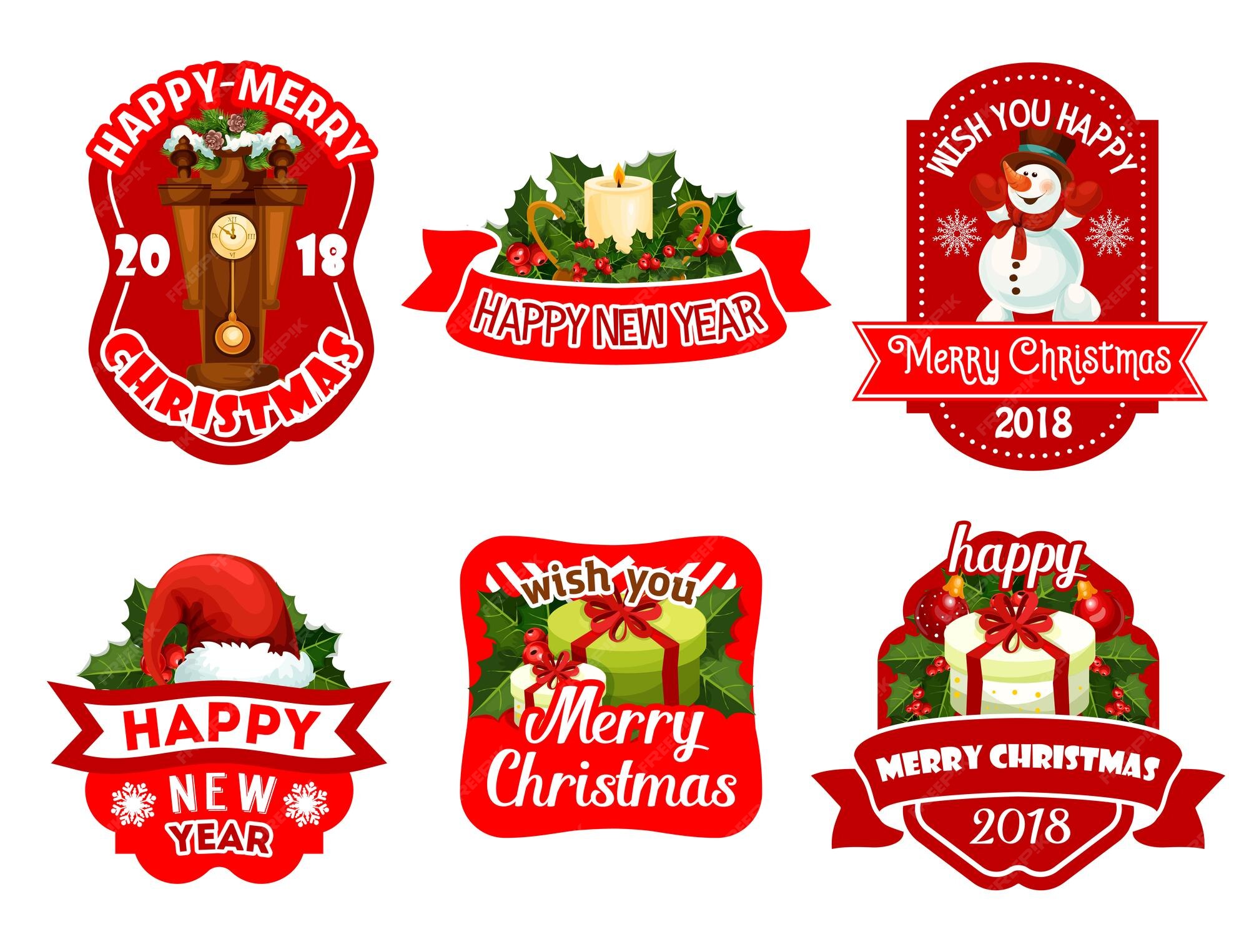 Premium Vector | Christmas new year holiday vector greeting icons Premium Vector | Christmas new year holiday vector greeting icons