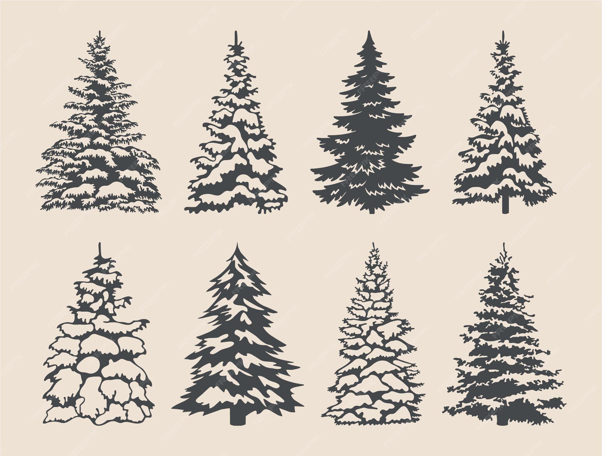 Premium Vector | Christmas pine trees silhouette set Premium Vector | Christmas pine trees silhouette set