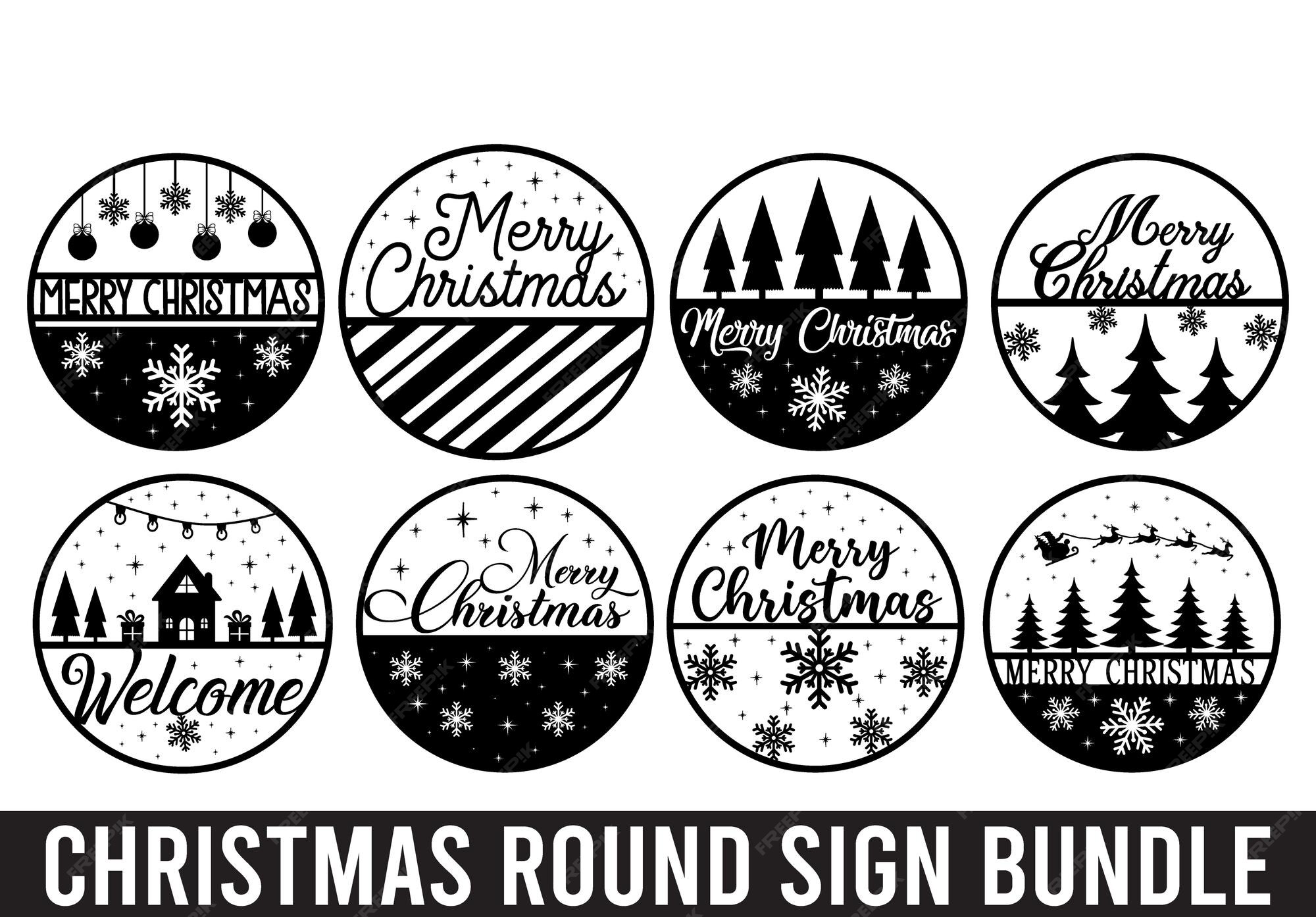 Premium Vector Christmas Round Sign Svg