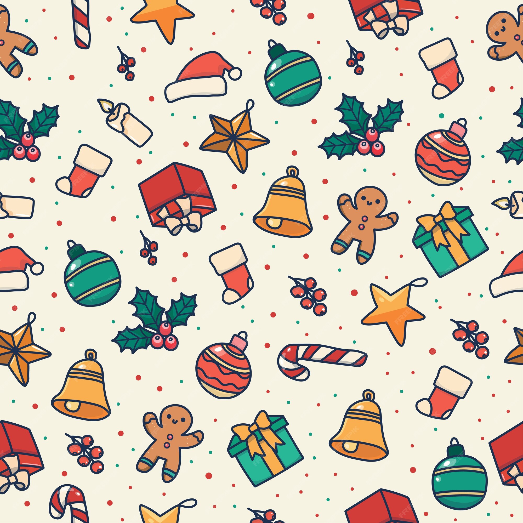 Premium Vector | Christmas seamless pattern with festive characters Premium Vector | Christmas seamless pattern with festive characters