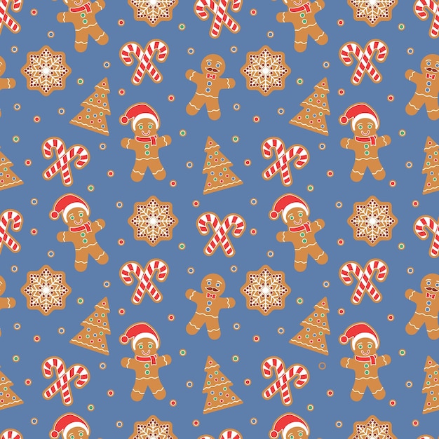 Premium Vector | Christmas seamless pattern with gingerbread man cookies Premium Vector | Christmas seamless pattern with gingerbread man cookies