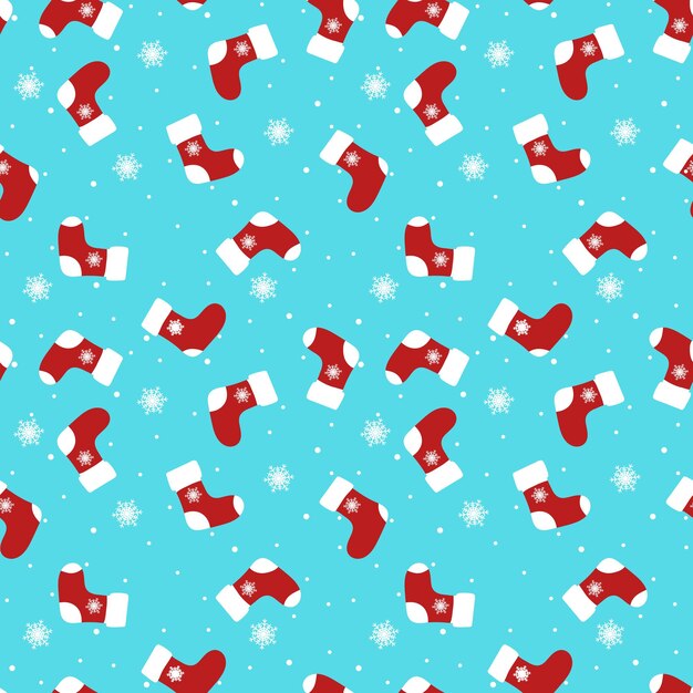 Premium Vector Christmas Stockings And Snowflakes On Blue Background