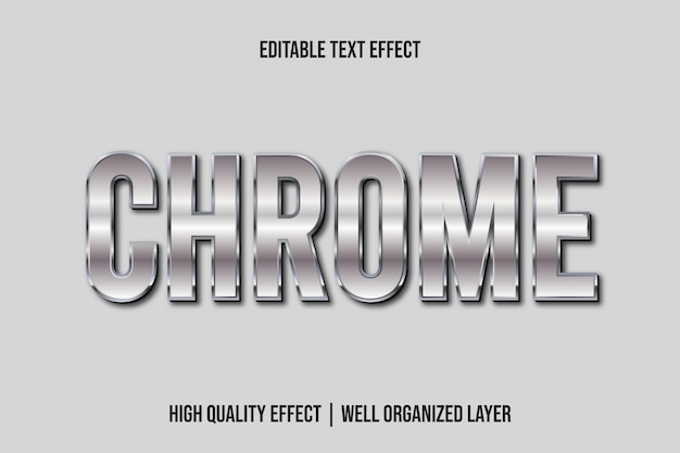 Premium Vector | Chrome, metallic text effect style Premium Vector | Chrome, metallic text effect style