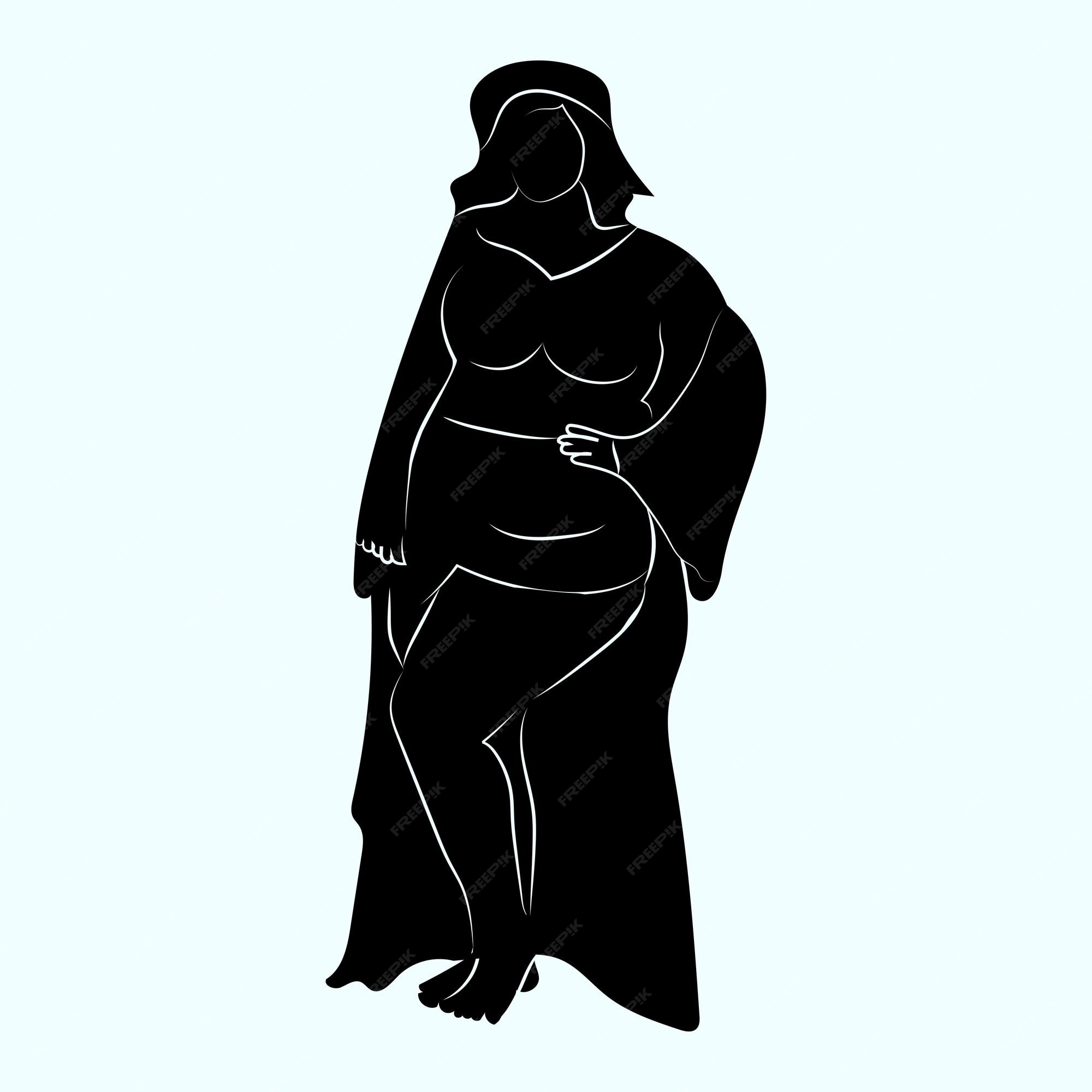 Premium Vector Chubby Woman Silhouette Design Stock Illustration