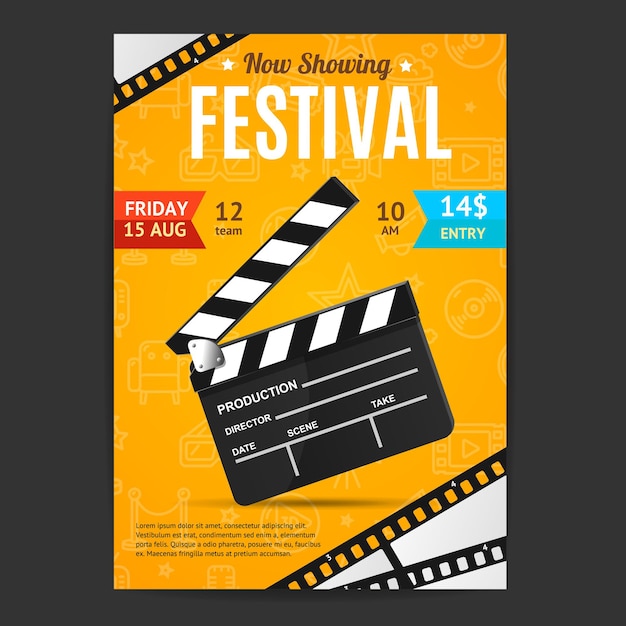 Premium Vector | Cinema Movie Festival Poster Card Template Vector Premium Vector | Cinema Movie Festival Poster Card Template Vector