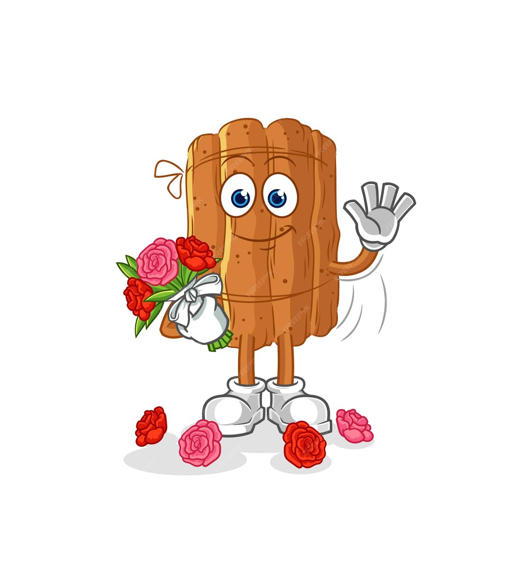 Premium Vector Cinnamon With Bouquet Mascot Cartoon Vector