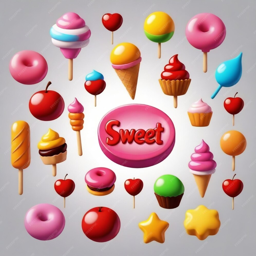 A Circle Of Colorful Ice Creams And Candy Premium Ai Generated Vector