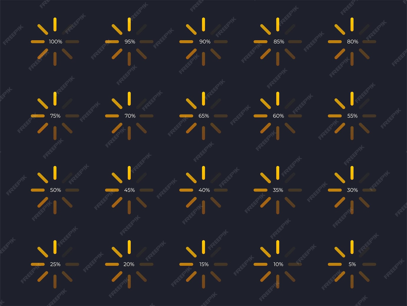 Premium Vector | Circle loading icon set with gradient progress object ...