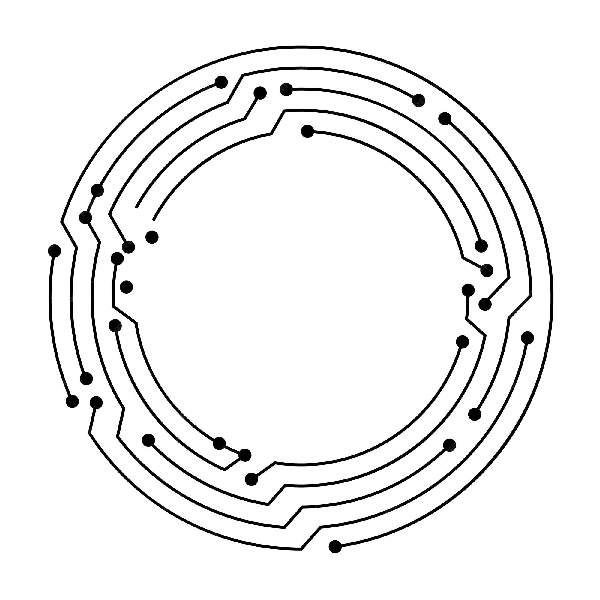 Premium Vector Circuit Board Circle Frame Abstract Digital Round Frame Hardware Board And