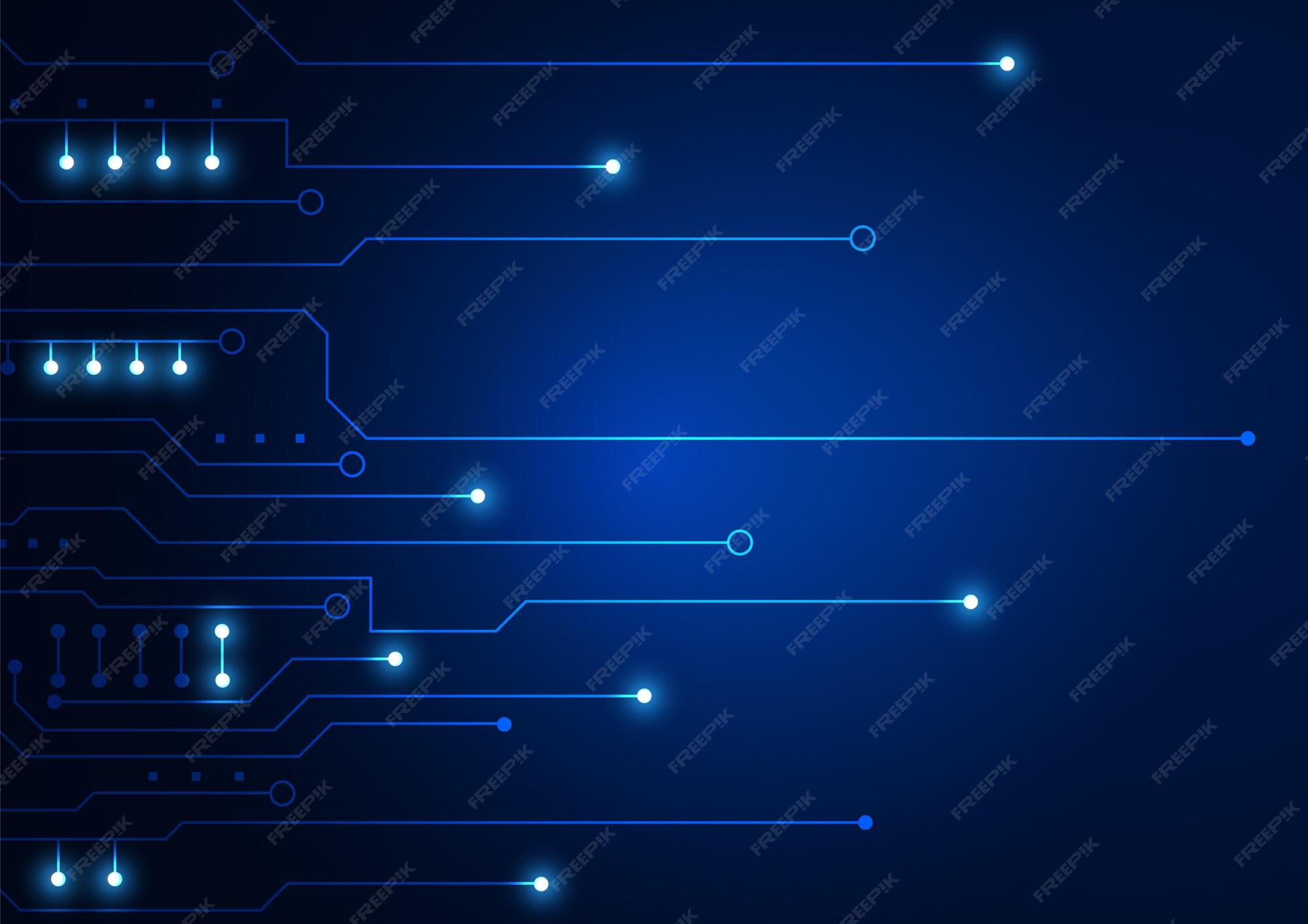 하이테크 디지털 데이터 연결 시스템 및 컴퓨터 전자 설계를 사용한 회로 기술 배경 프리미엄 벡터