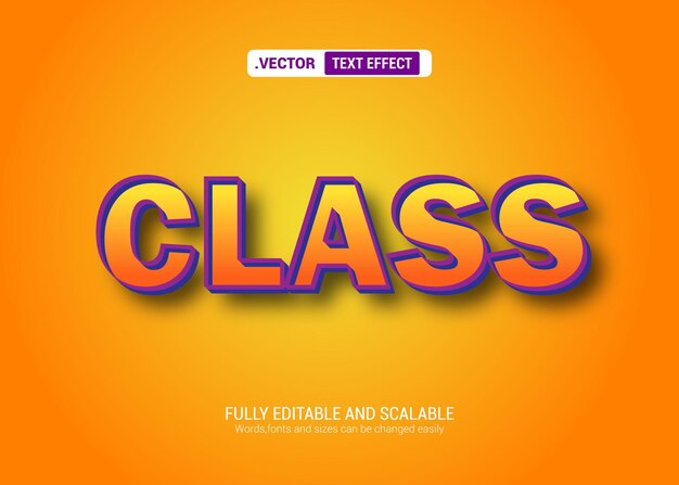 Premium Vector | Class text effect 3d cartoon template style premium vector Premium Vector | Class text effect 3d cartoon template style premium vector