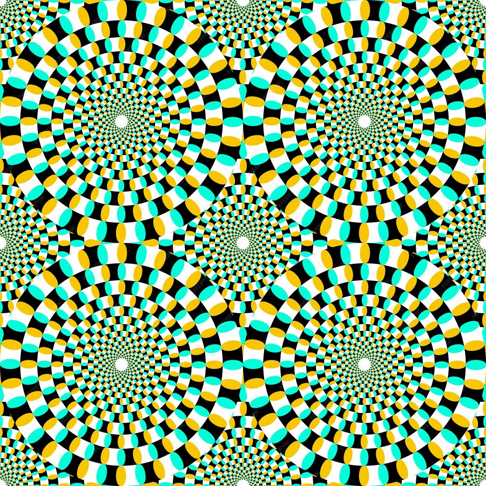 Premium Vector | Classical optical illusion with moving rings Premium Vector | Classical optical illusion with moving rings