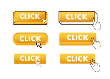 Premium Vector | Click button with pointer clicking click web buttons set user interface element ...