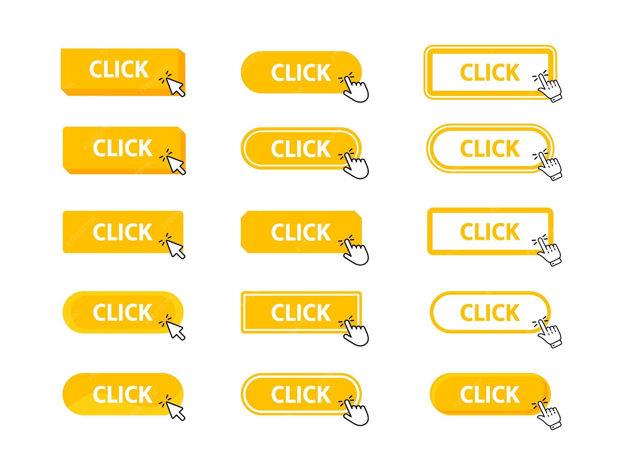 Premium Vector | Click button with pointer clicking web button finger pressing click to click ...