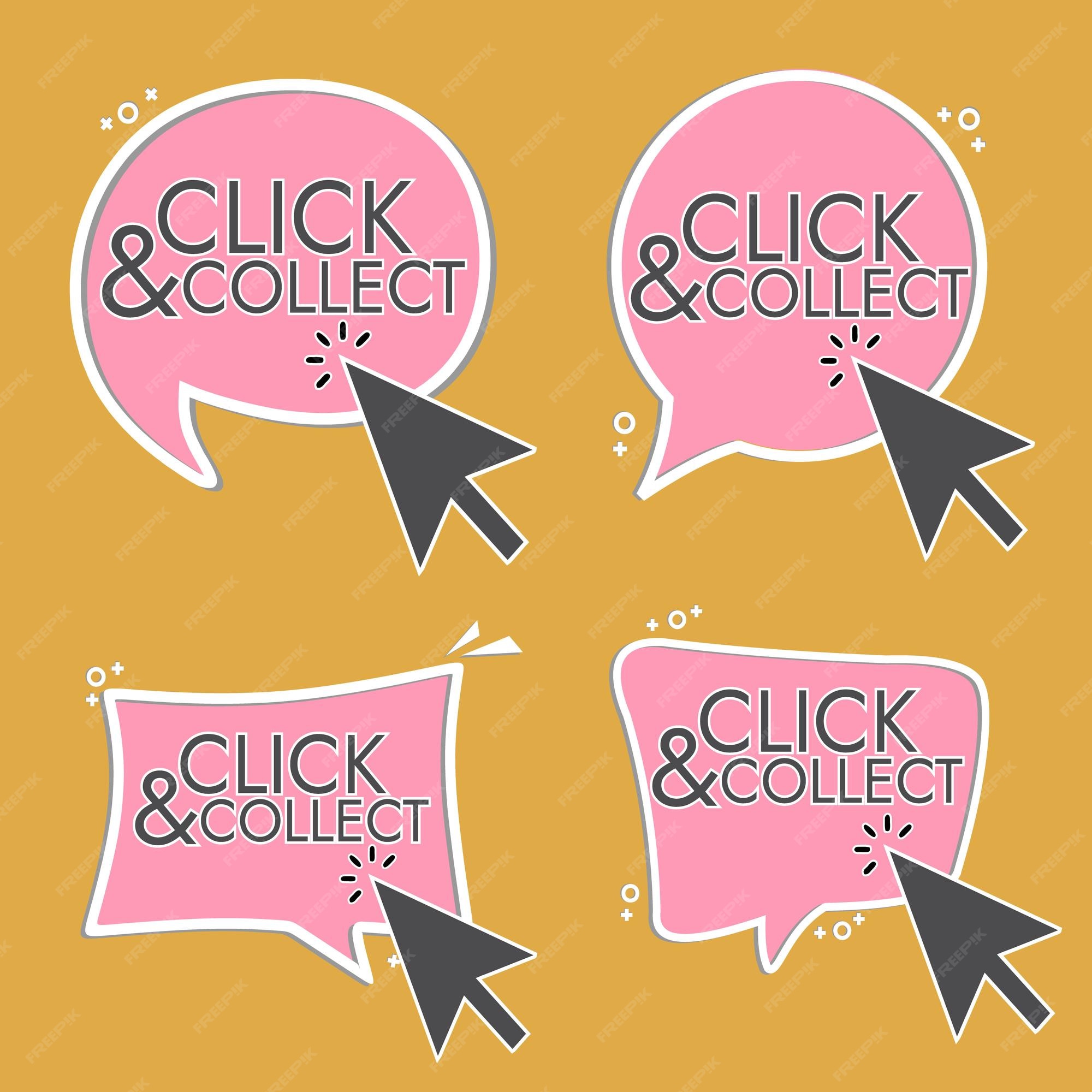 Premium Vector | Click and collect button with cursor. button with hand pointer clicking. click ...