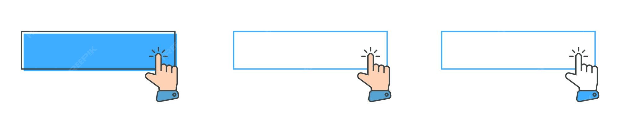 Premium Vector | Click cursor icon with click here button vector set ...