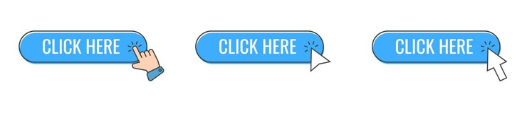 Premium Vector | Click cursor icon with click here button vector set ...