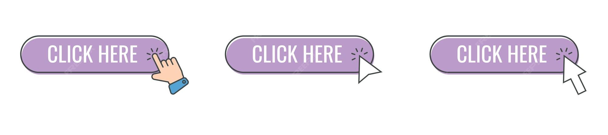 Premium Vector | Click cursor icon with click here button vector set Action button with mouse click