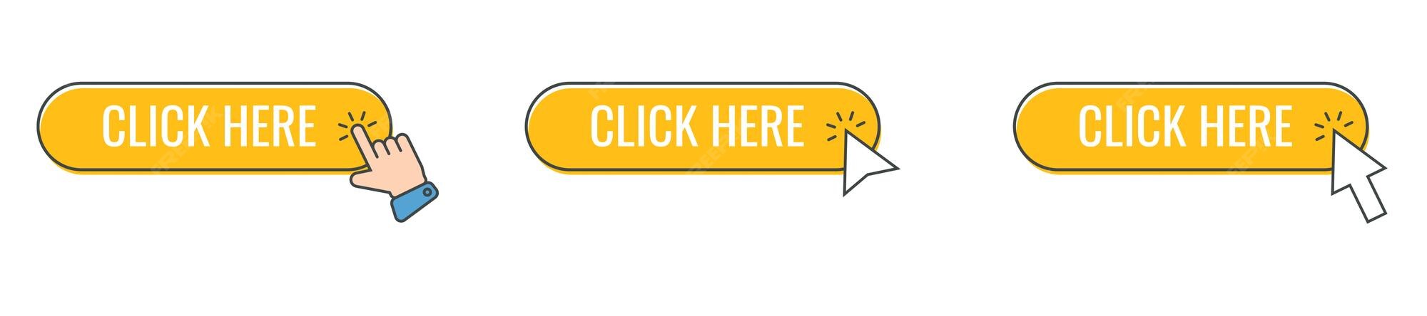Premium Vector | Click cursor icon with click here button vector set Action button with mouse click