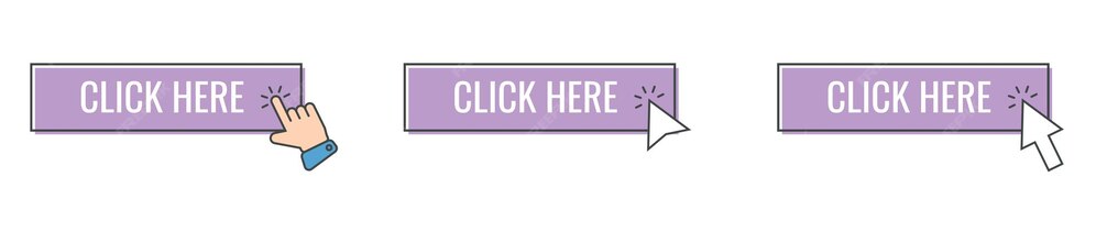 Premium Vector | Click cursor icon with click here button vector set action button with mouse click