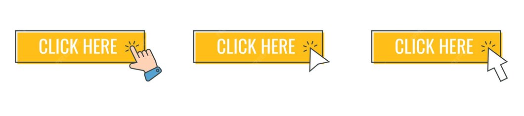 Premium Vector | Click cursor icon with click here button vector set action button with mouse click