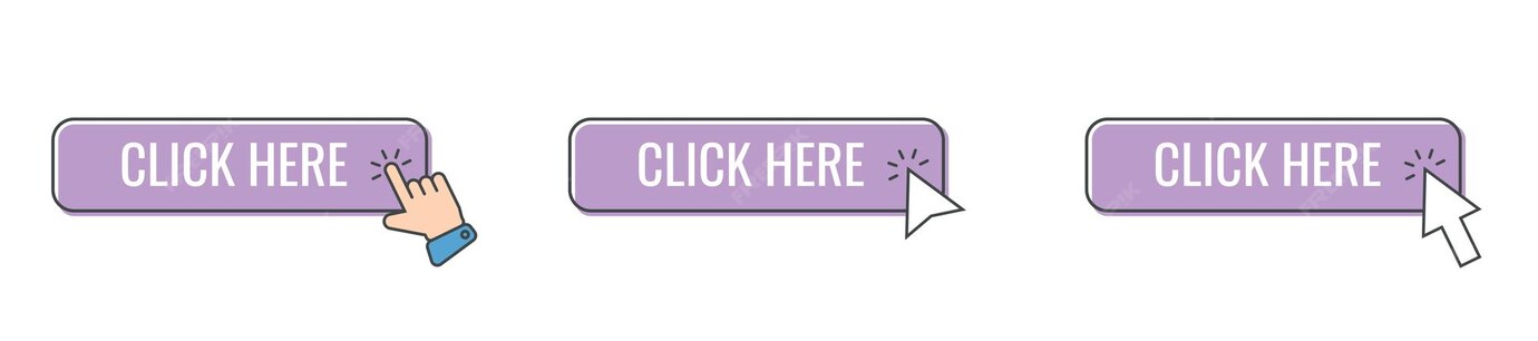 Premium Vector | Click cursor icon with click here button vector set action button with mouse click