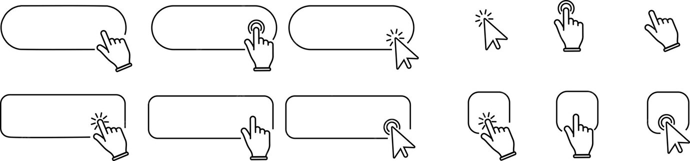 Premium Vector | Click cursor set button with hand pointer clicking ...