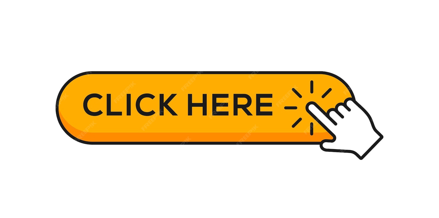 Premium Vector | Click here banner vector web button with action of hand pointer clicking click ...