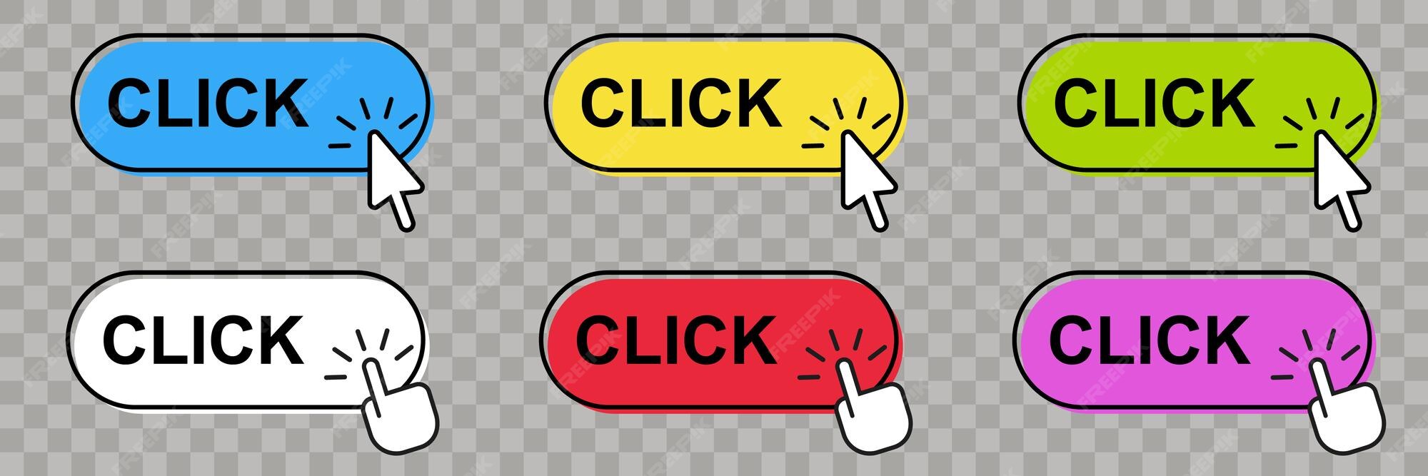 矢印カーソルでここをクリックします。ベクトル フラット スタイルのボタンをクリックします。 プレミアムベクター