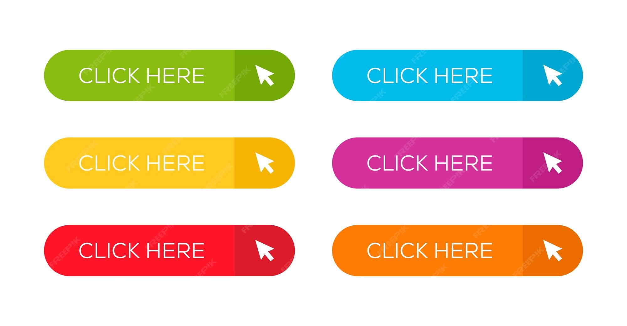 Premium Vector | Click here button with arrow pointer clicking icon or click here vector web button