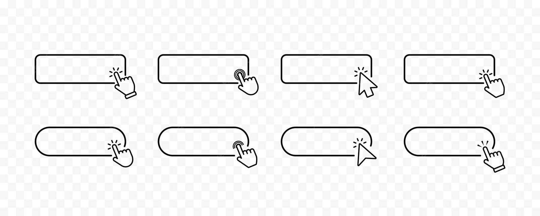 Premium Vector | Click here button with hand or mouse cursor click ...