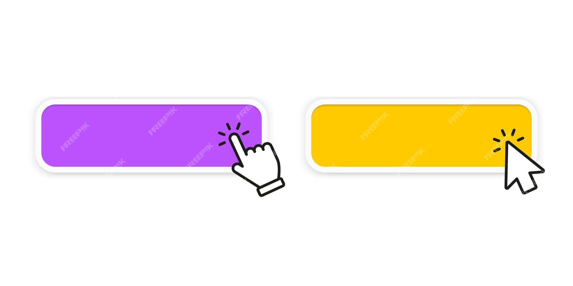 Premium Vector Click Here Button With Hand Or Mouse Cursor Click Blank Button With Hand