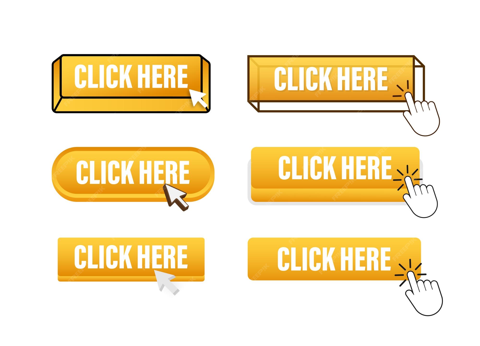 Premium Vector | Click here button with pointer clicking click here web buttons set user ...
