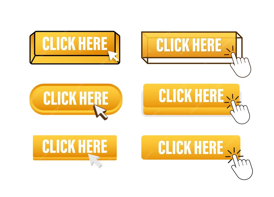 Premium Vector | Click here button with pointer clicking click here web buttons set user ...