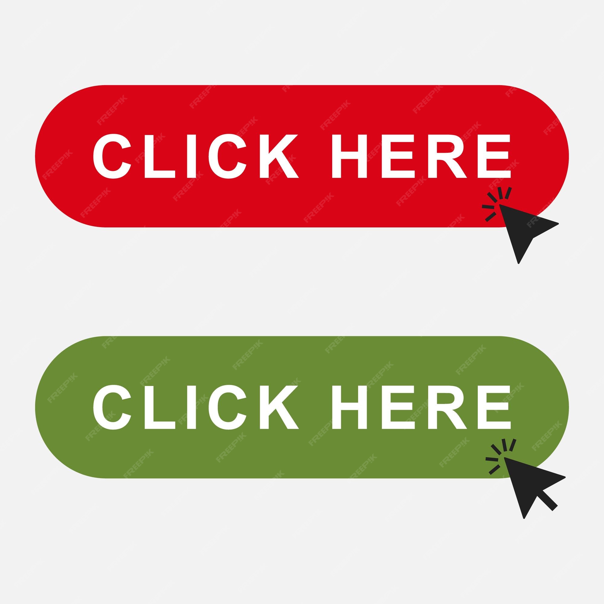 Premium Vector | Click here buttons with pointer. choice web buttons set with arrows pointer ...