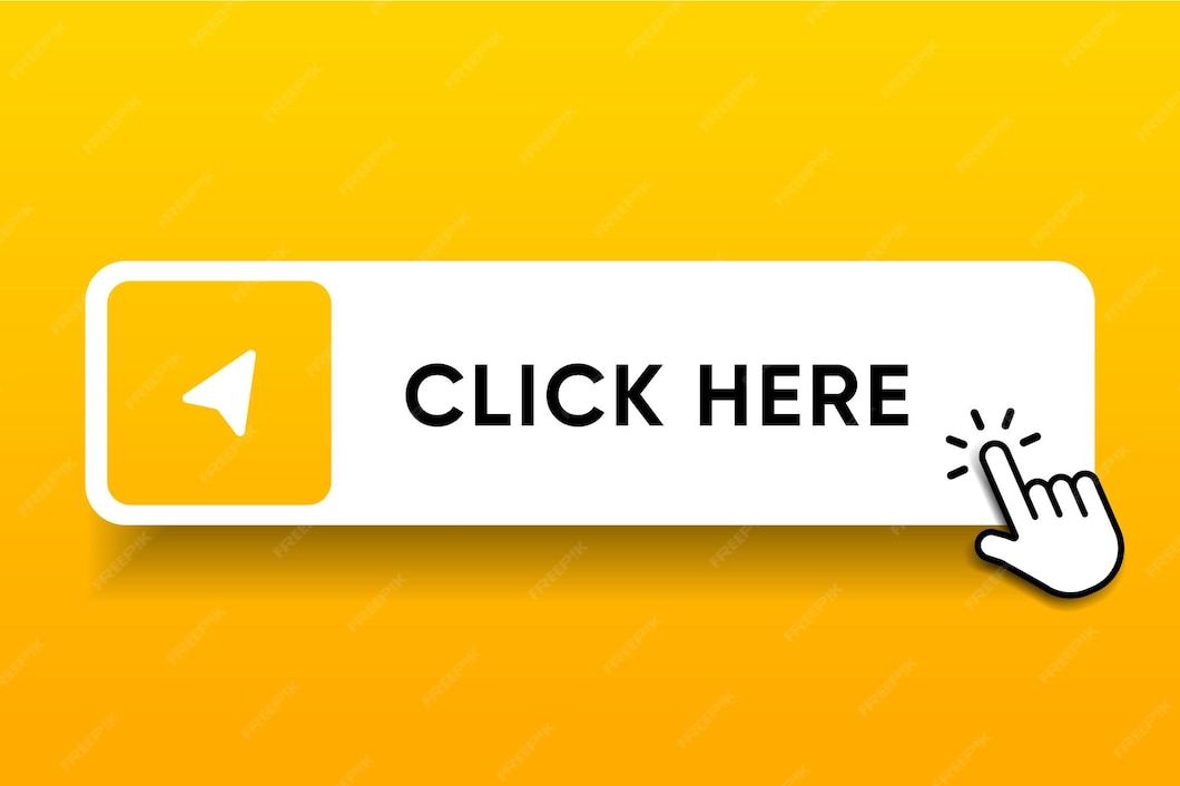 Premium Vector | Click here web button with hand cursor action button and arrow pointer computer ...
