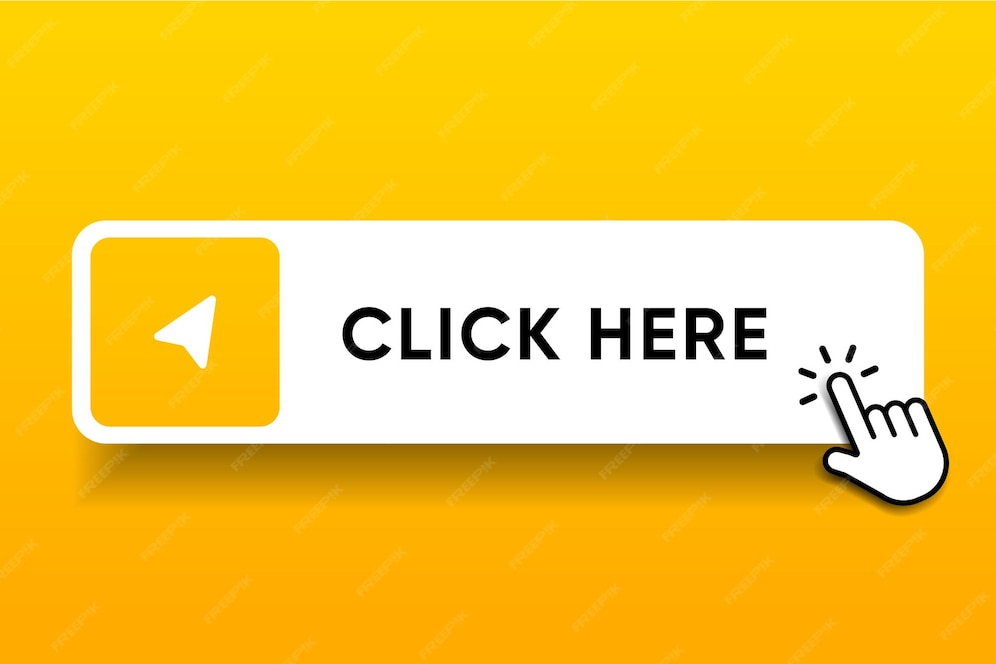 Premium Vector | Click here web button with hand cursor action button and arrow pointer computer ...
