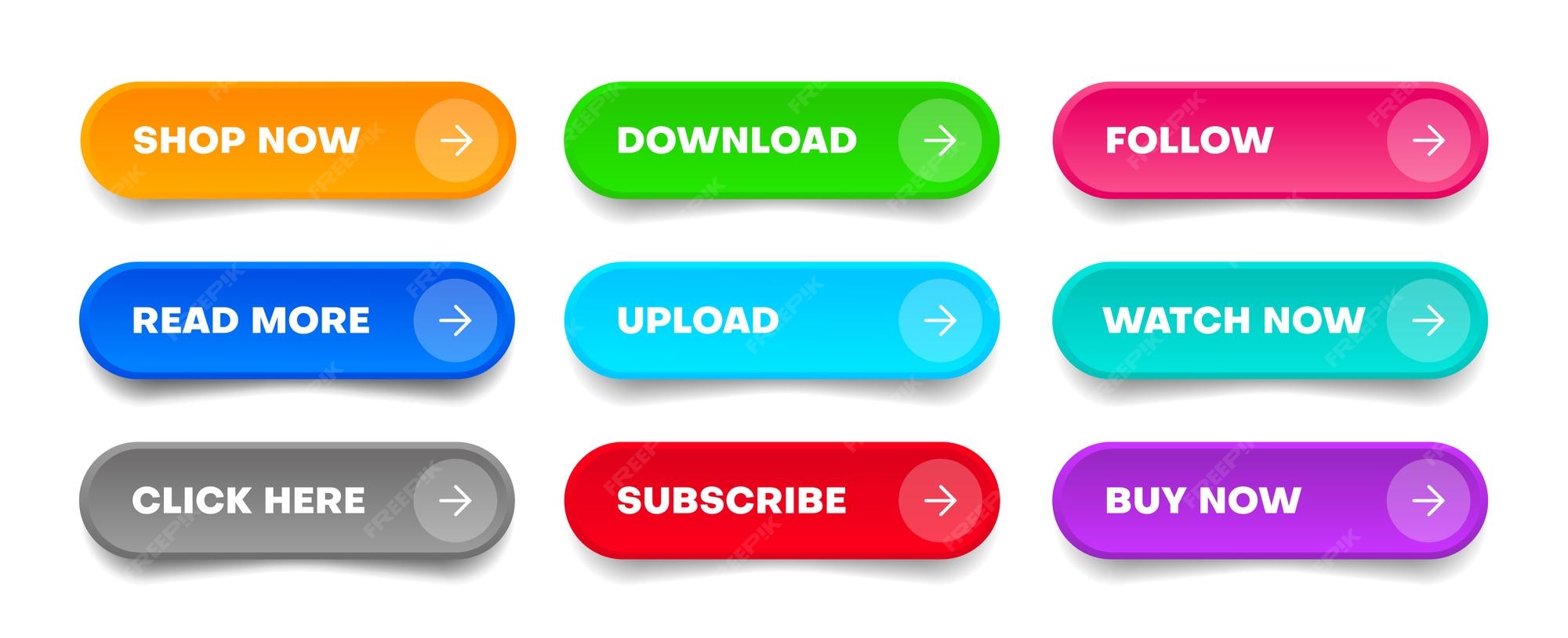 Premium Vector Click Here Web Button With Hand Cursor Action Button And Arrow Pointer Computer