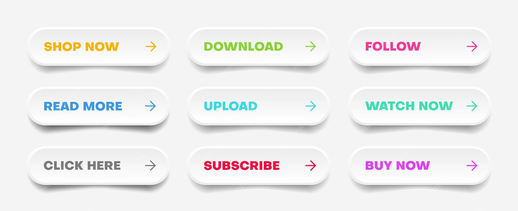 Premium Vector | Click here web button with hand cursor action button and arrow pointer computer ...