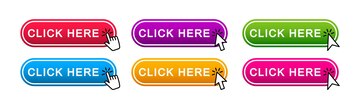 Premium Vector | Click here web buttons. set of action button click here with arrow pointer ...