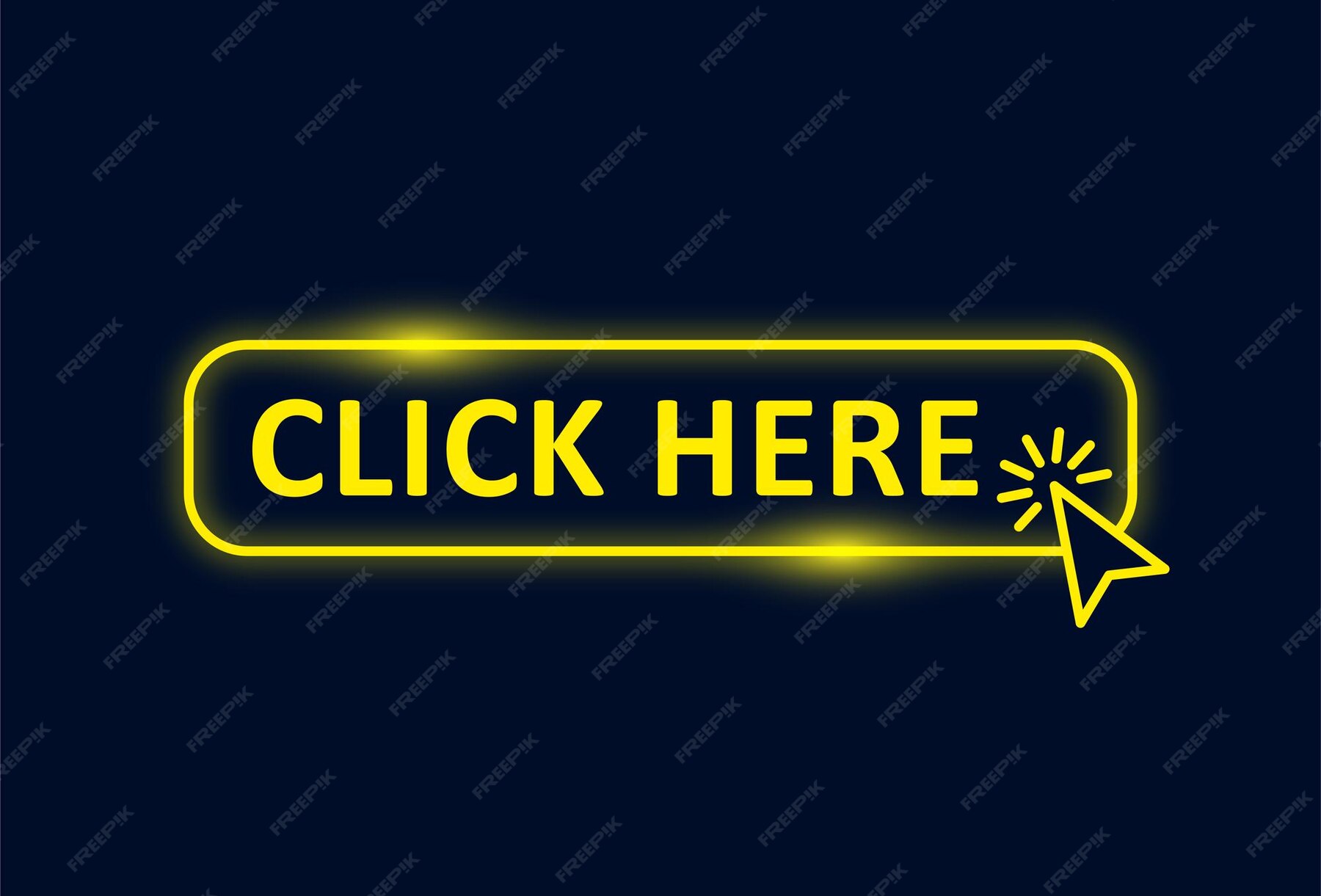 Premium Vector | Click here yellow button with the cursor button with the pointer clicking click ...