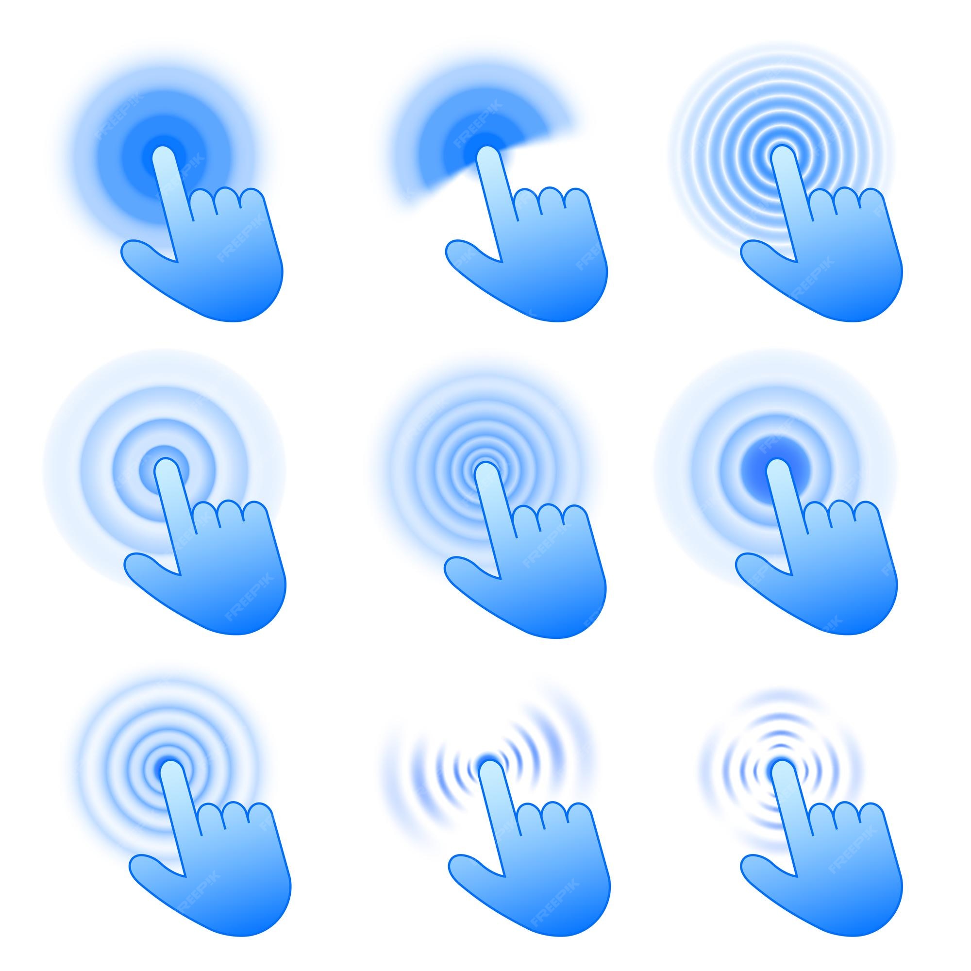 Premium Vector | Click icons Interactive touch gesture hand pointer clicking pressing and ...