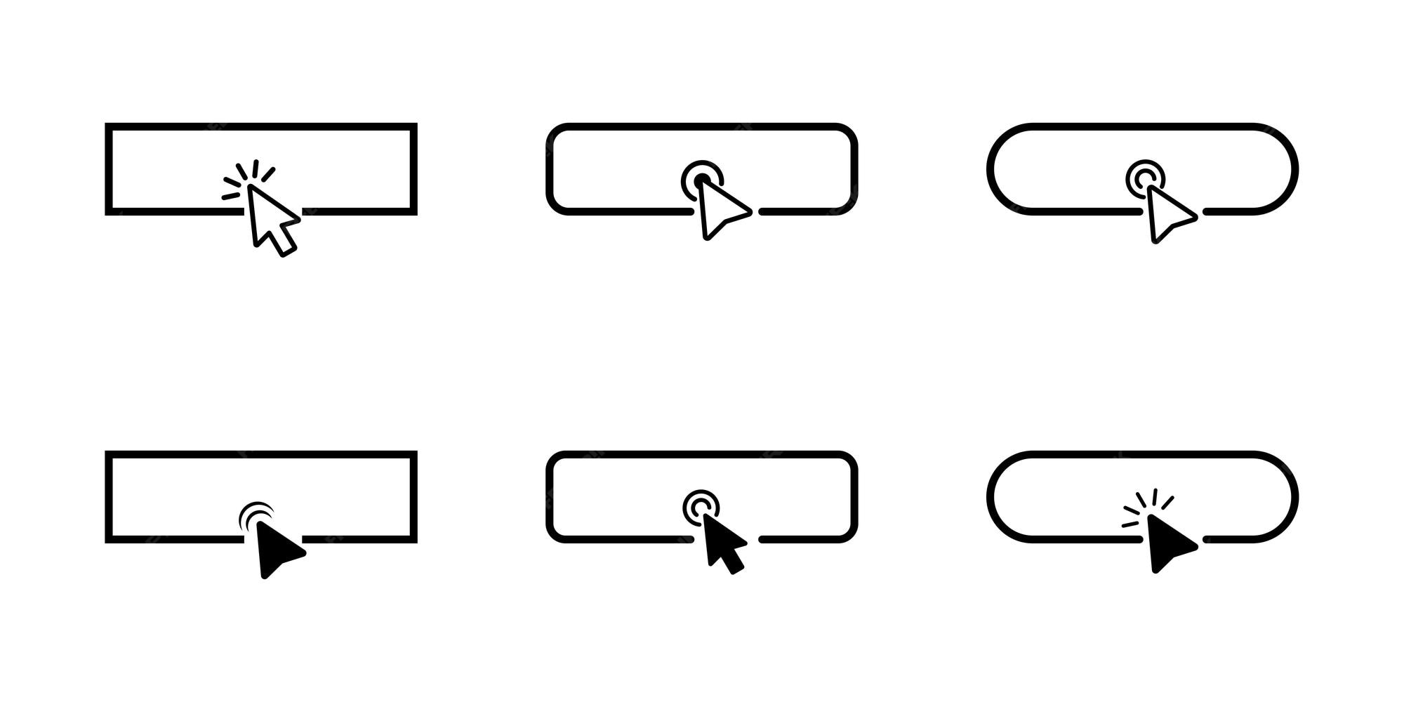 빈 버튼에 마우스 커서 클릭 템플릿 웹 버튼 세트 및 커서 포인터 터치 | 프리미엄 벡터