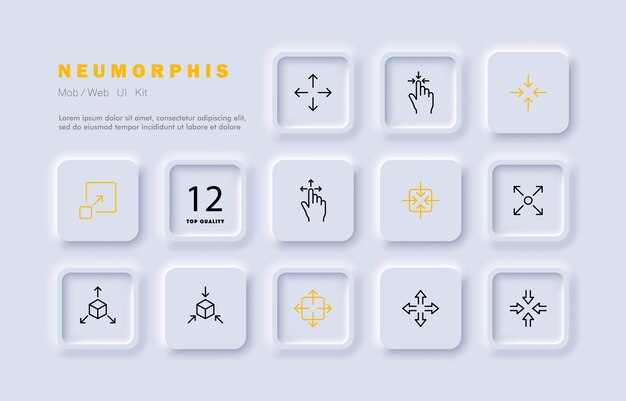 Premium Vector | Click set icon arrows zoom sensor slide scroll expand view angle rotate move ...