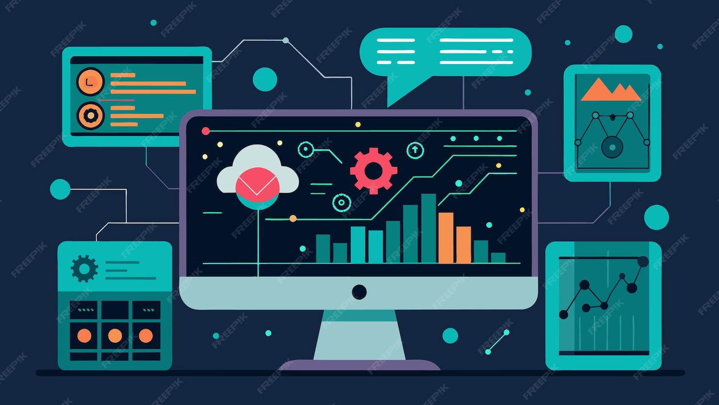 A closeup of a futuristiclooking computer screen displaying complex algorithms and data ...