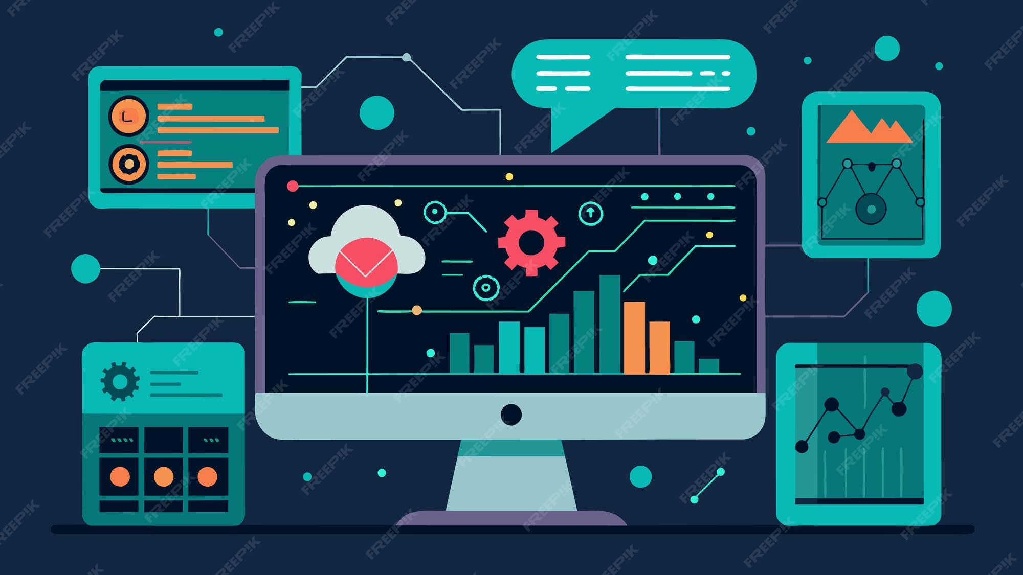 A closeup of a futuristiclooking computer screen displaying complex algorithms and data ...